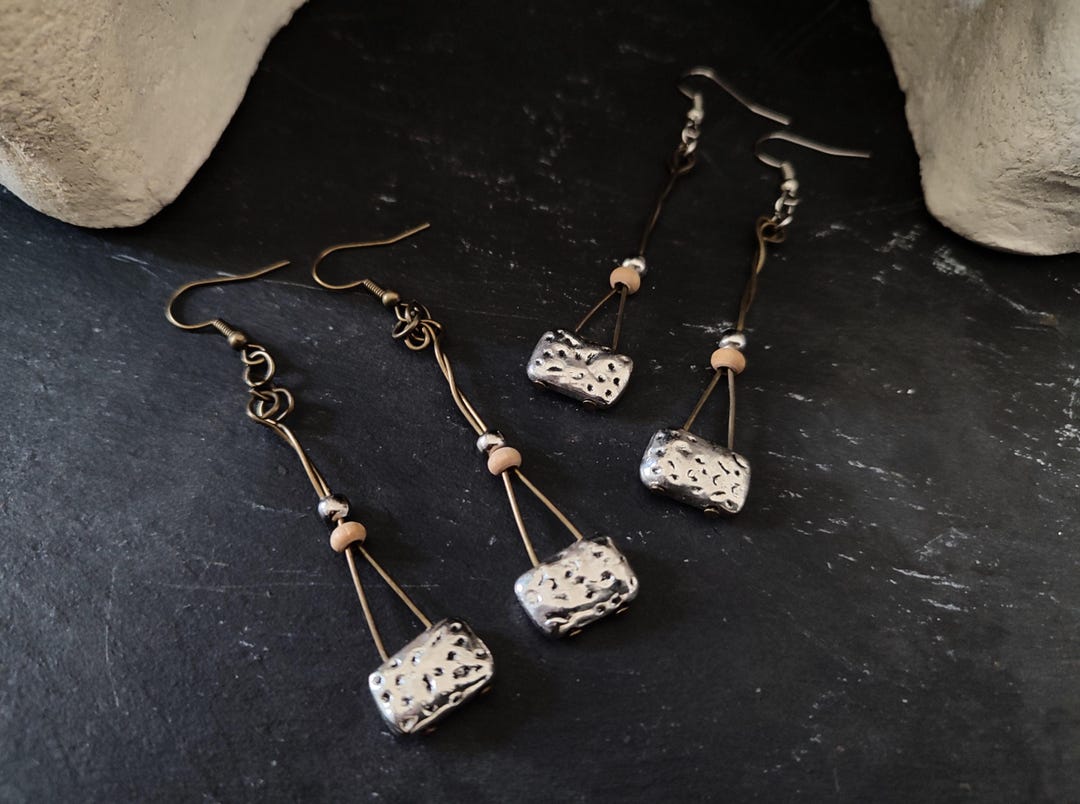 Medieval Warrior Earrings, Vassourim Handmade Jewelry, Unisex Dangle ...