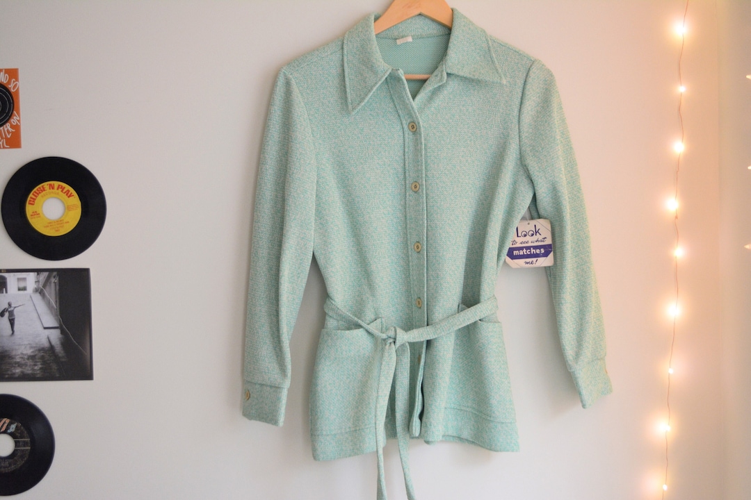 70s Green Jacket Disco Collar With Belt | New With Tags - Etsy