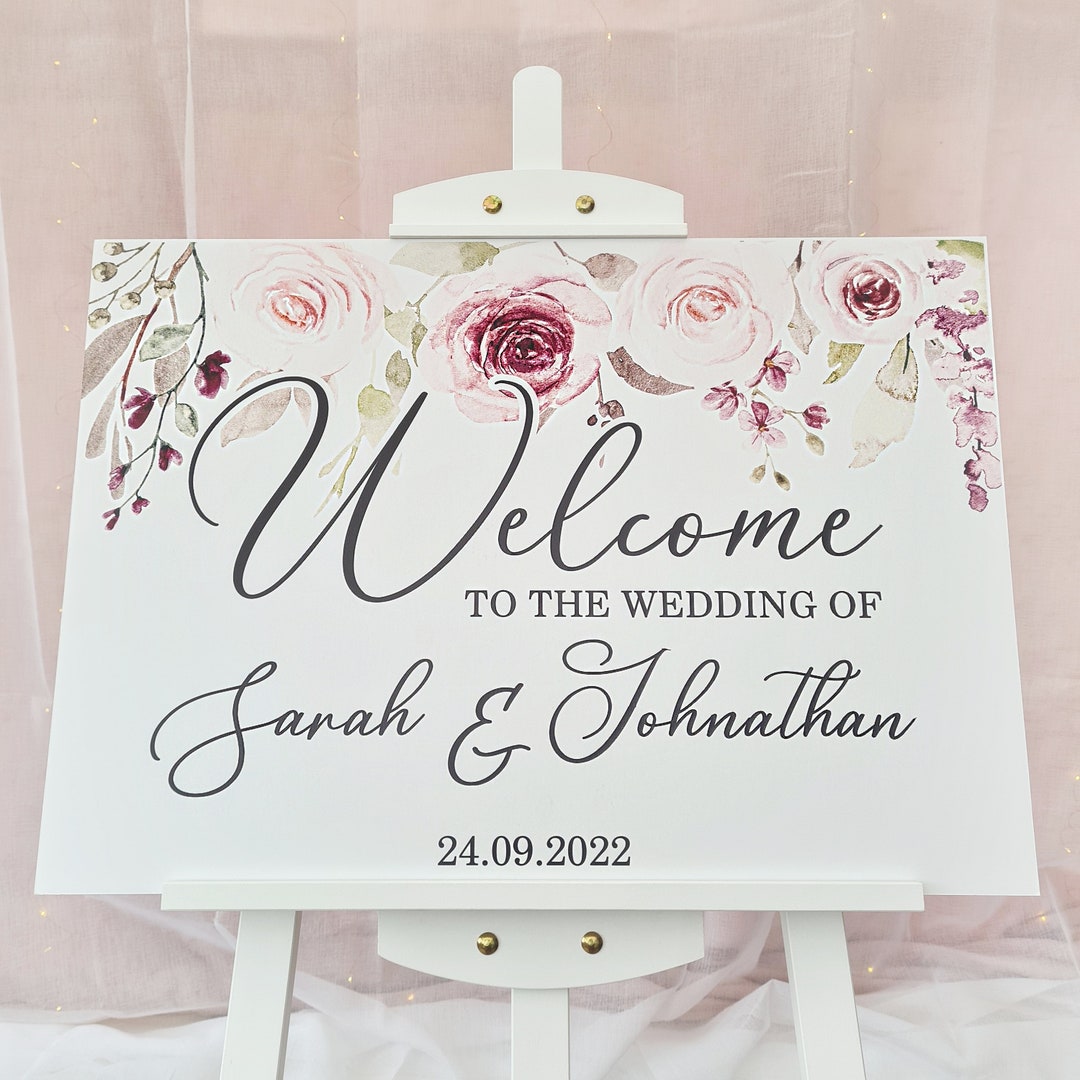 A2 Wedding Welcome Sign Board Personalised Welcome Sign Welcome Plaque ...