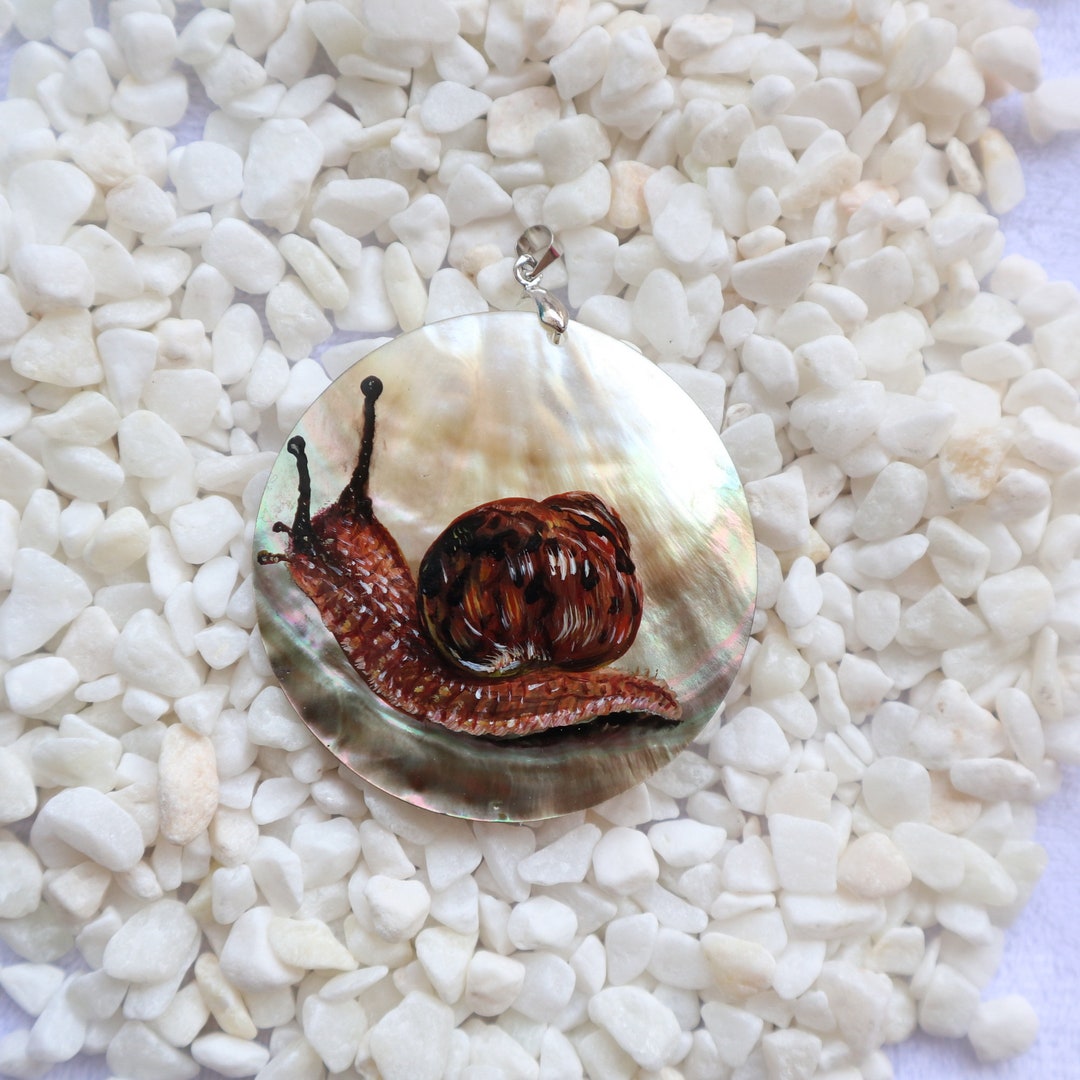 White Shell Painted Snail Painted Pendant - Etsy