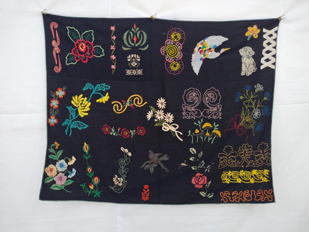 Vintage Folk Hand Embroidery | Embroidered Textile Panel Wall Hanging ...