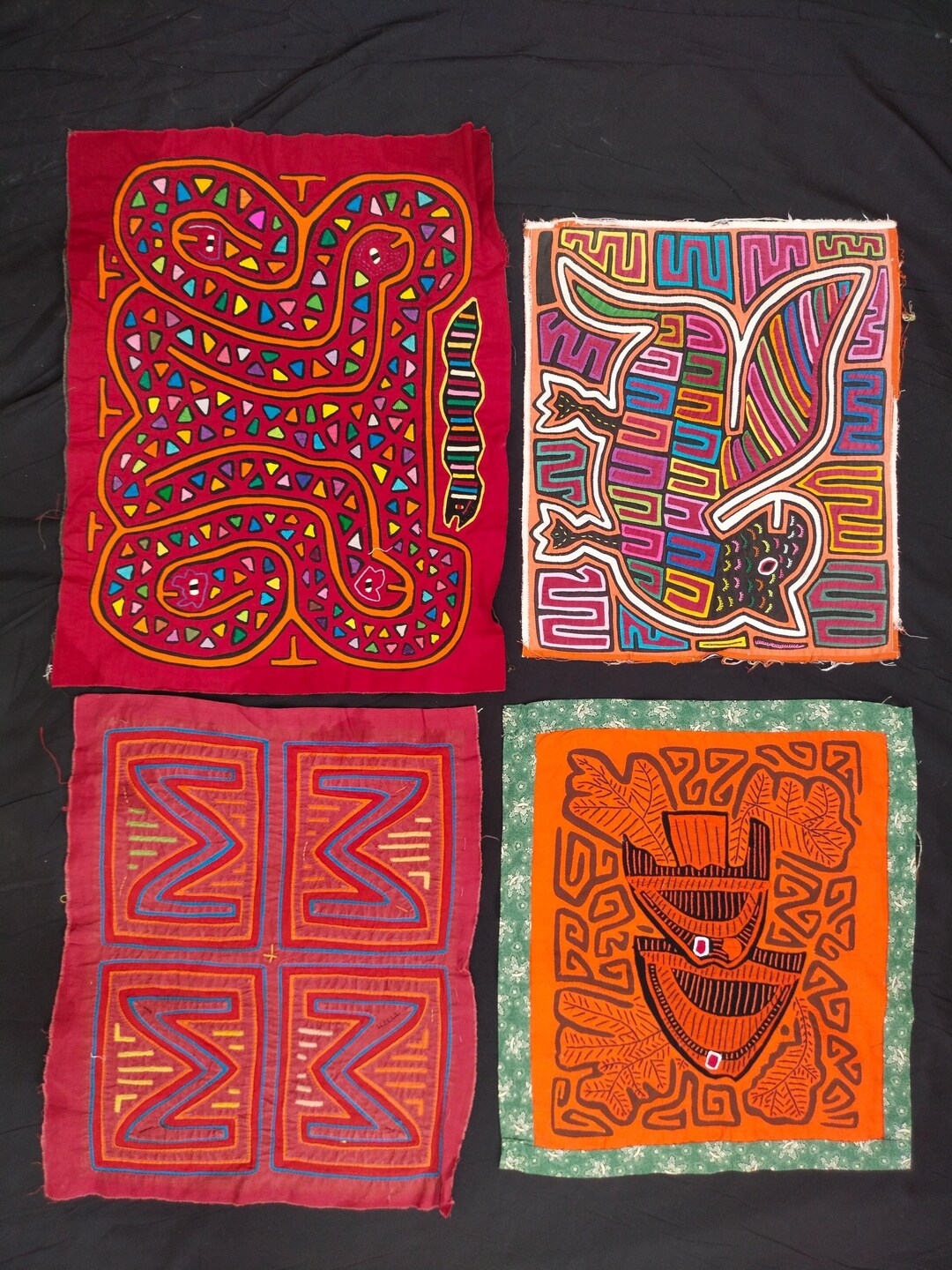Vintage Panama Kuna Molas 4 Piece Lot Needlework Applique Embroidery ...