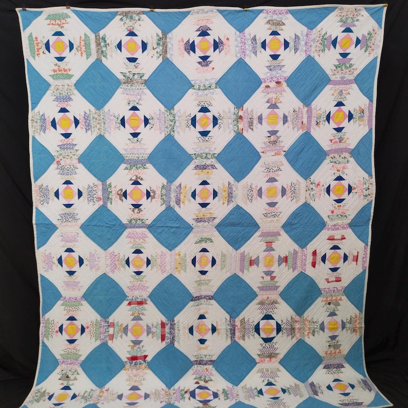 Blue Patchwork Bedspread - Etsy