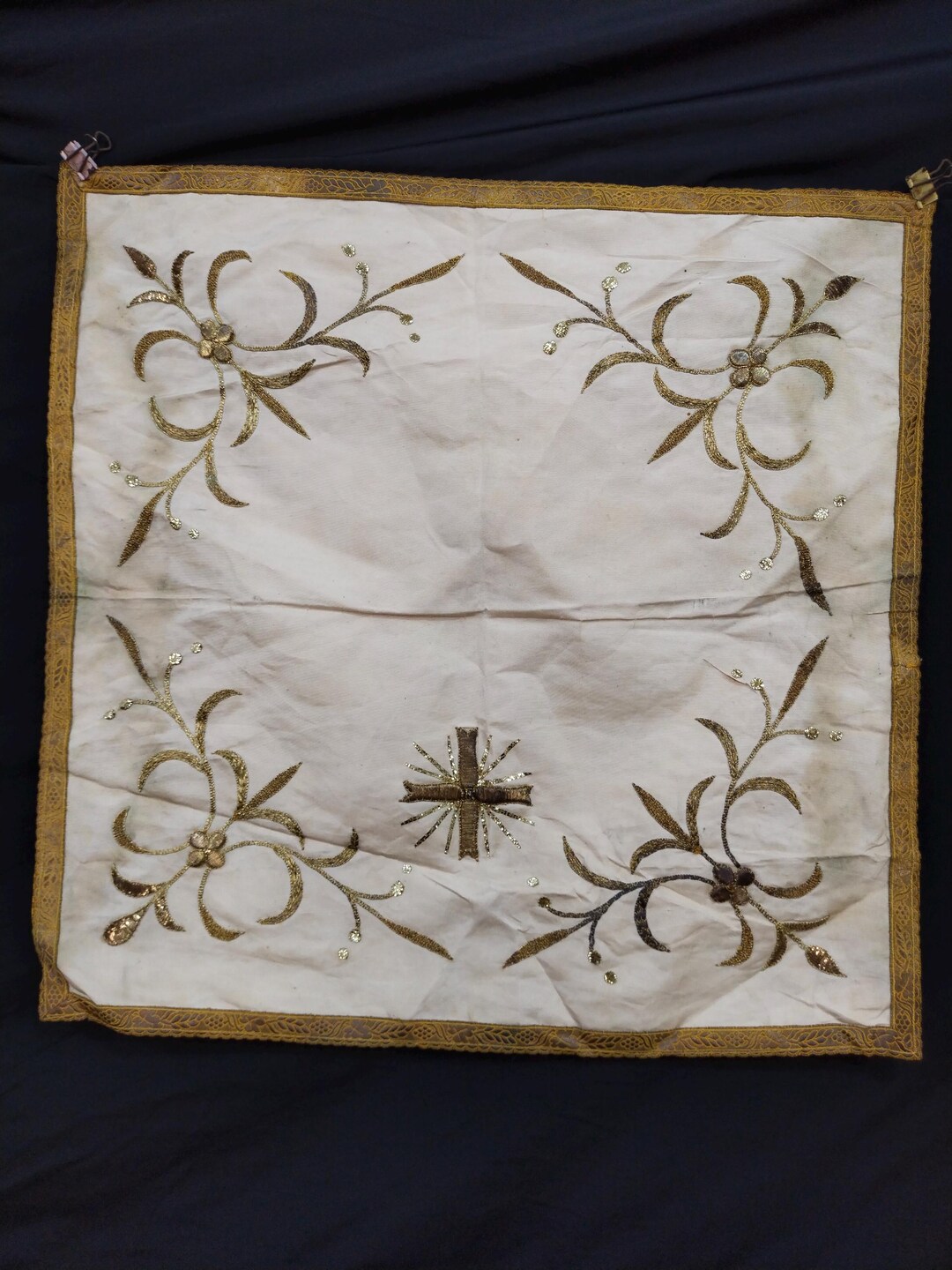 Vintage Metallic Silk Church Embroidery: Goldwork Altar Cloth, Vestment ...