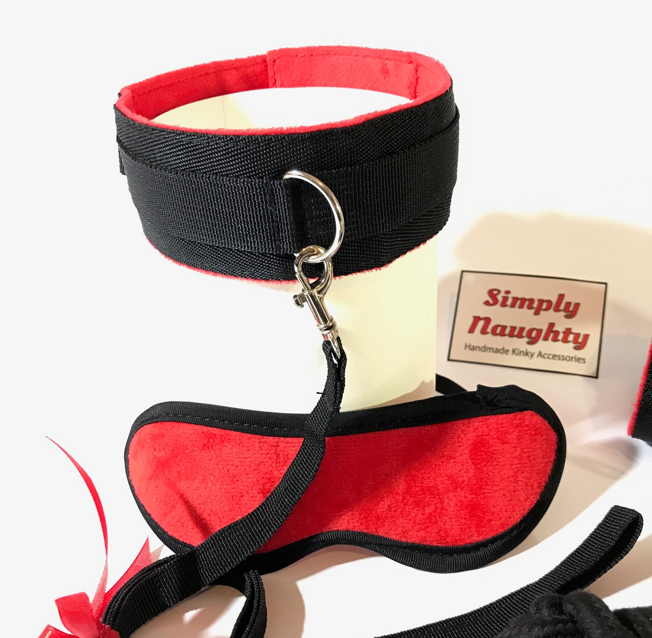 Black/red FULL BDSM Set Collar Handcuffs Anklecuffs - Etsy