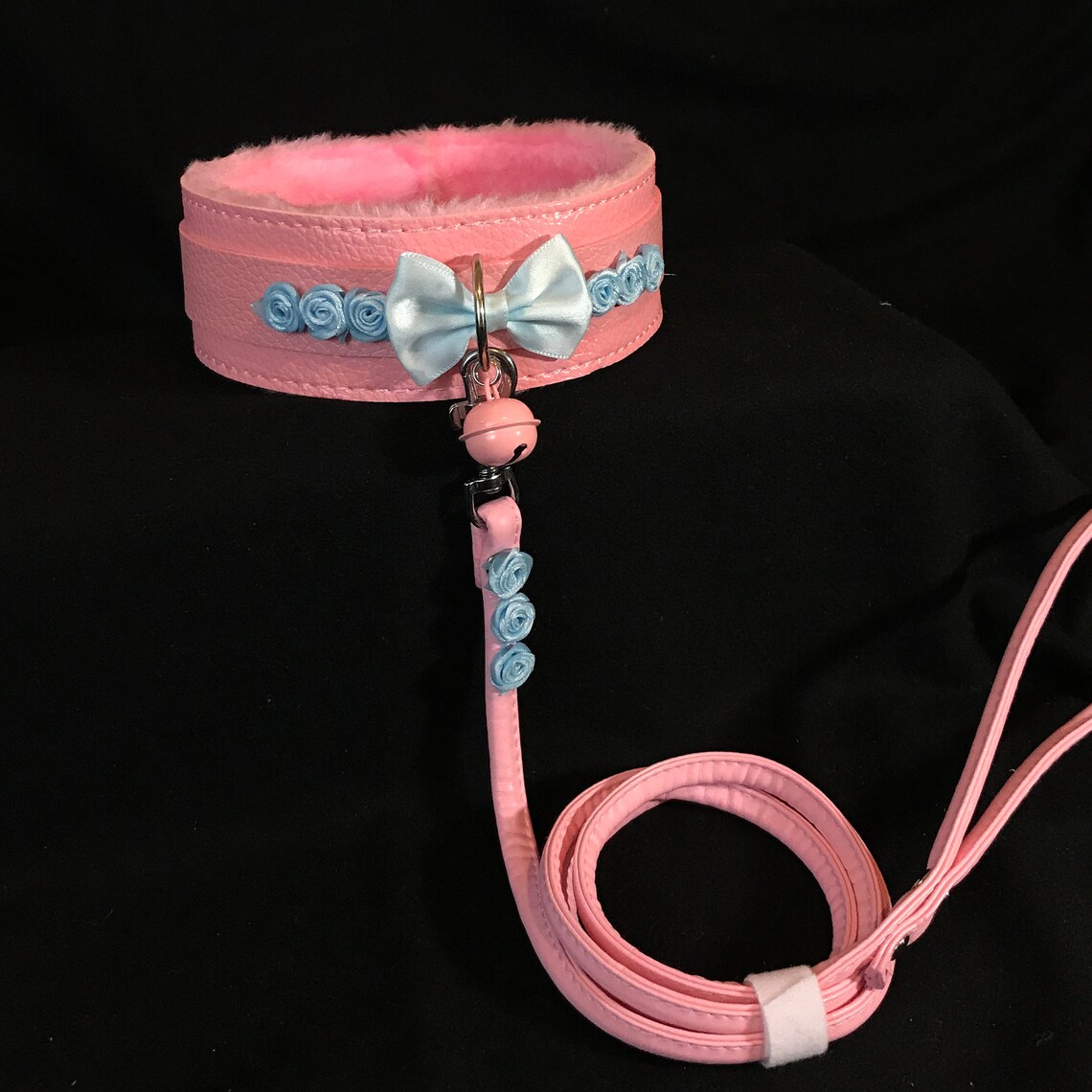 Pink Blue Full Ddlg Bdsm Set Collar Leash Handcuffs Etsy