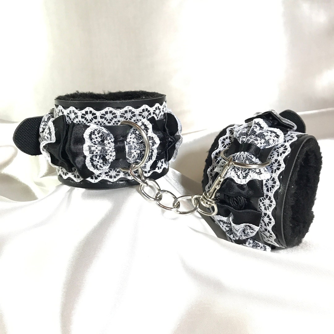 BLACK "naughty Kitten" Series Custom Habdcuffs! Vegan Leather ...