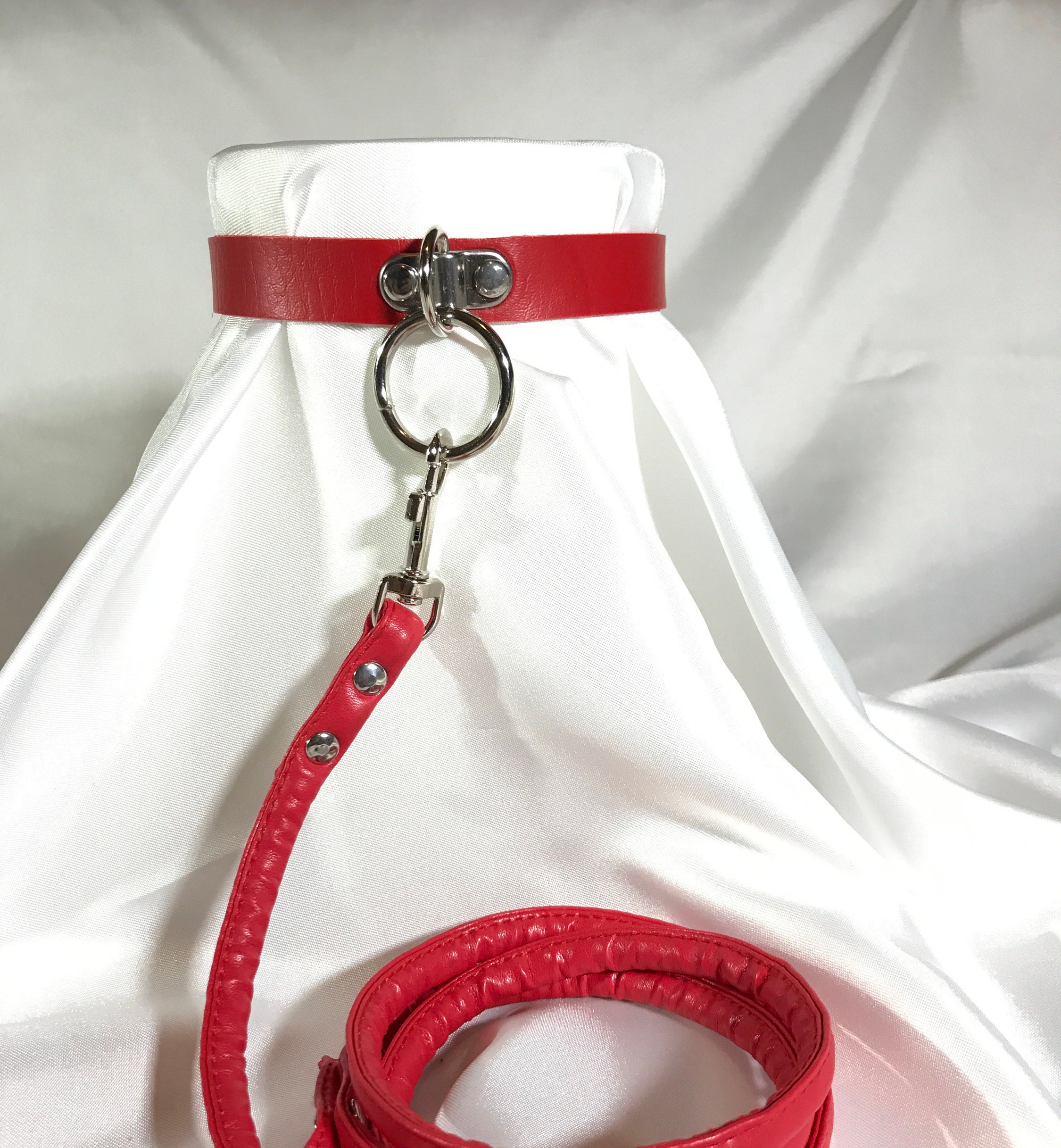 Red Elegance Series Sub Collar and Soft Leather Leash or | Etsy