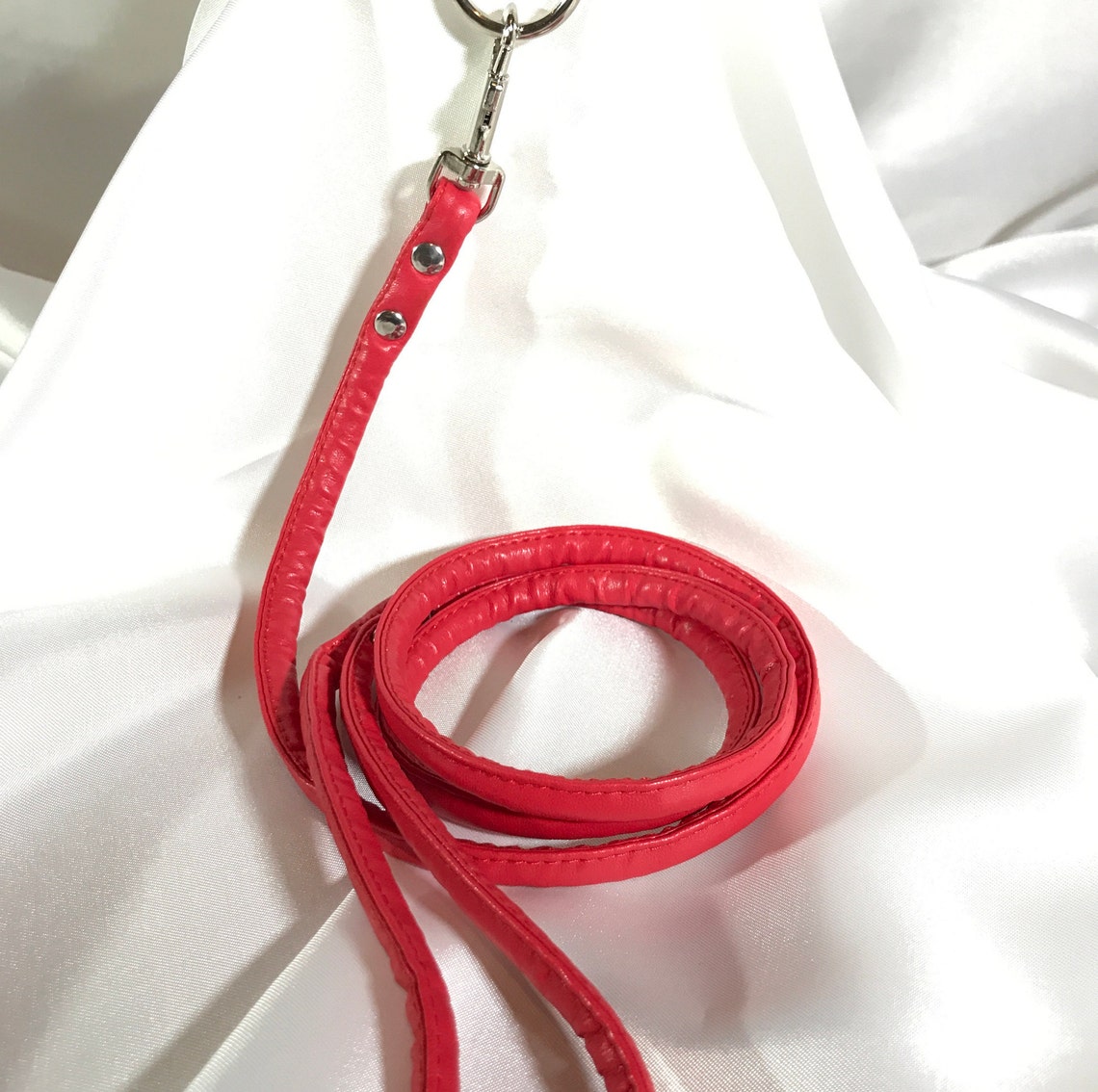 Red Elegance Series Sub Collar and Soft Leather Leash or | Etsy