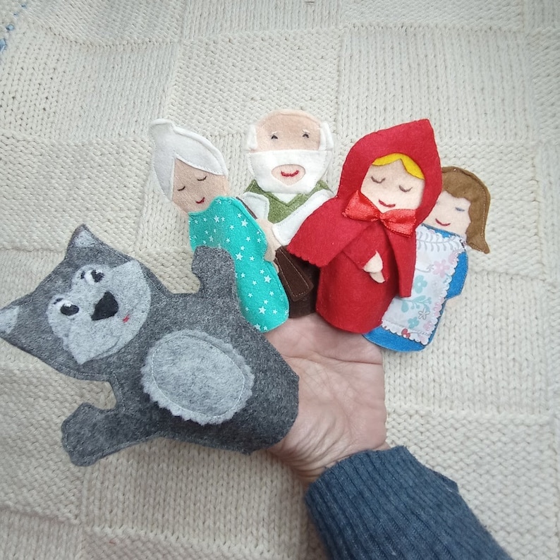 Set of Finger Puppets With the Characters From the Little Red Riding ...