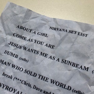Nirvana MTV Unplugged Set List All Members Kurt Cobain Krist Novoselic ...