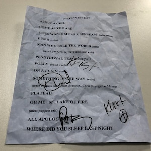 Nirvana MTV Unplugged Set List All Members Kurt Cobain Krist Novoselic ...