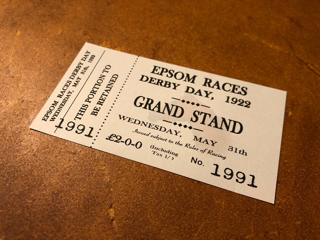 Peaky Blinders Horse Racing Ticket Prop Replica Epsom Races Derby Day ...