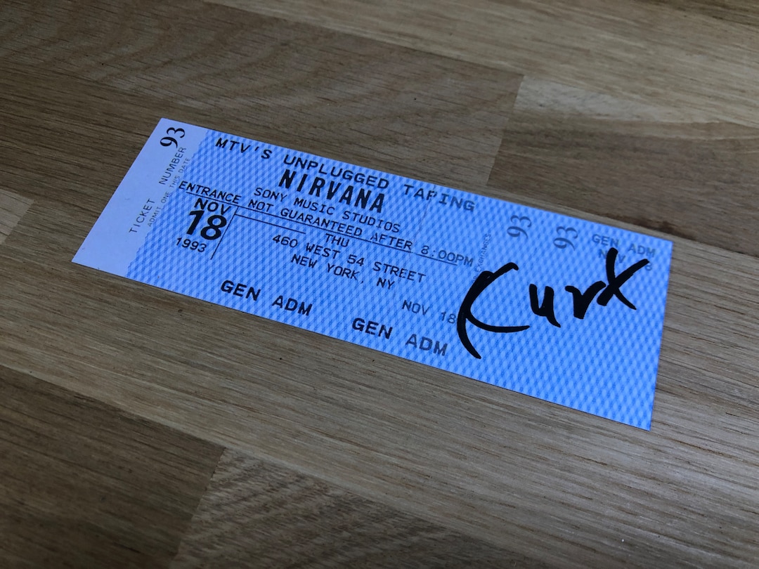 Kurt Cobain Nirvana MTV Unplugged Ticket Live 1993 With Kurt Autograph ...
