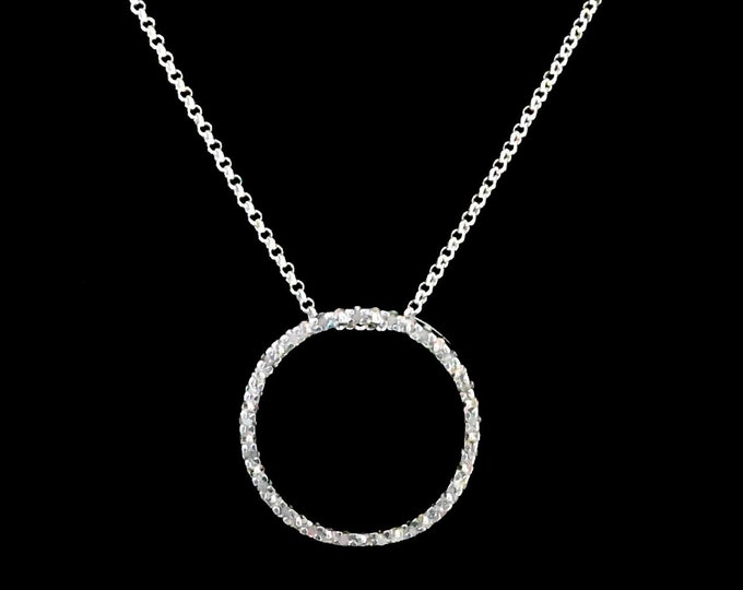 Stunning Sterling Silver Circle Pendant With Faux Diamonds on Sterling ...