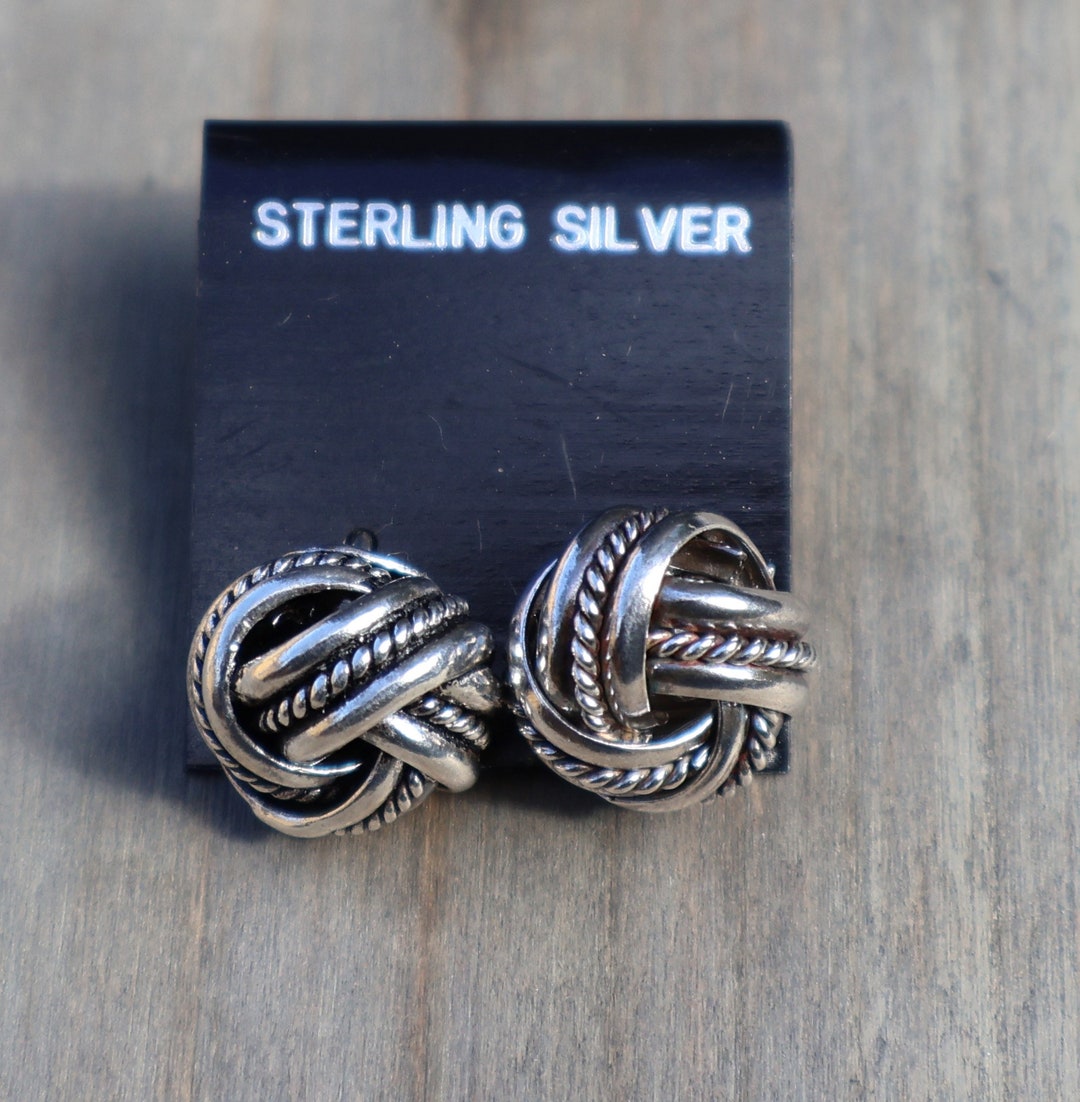 New Elegant Sterling Silver Formal Stud Earrings 4.4 Grams 3/8 by 3/8 ...