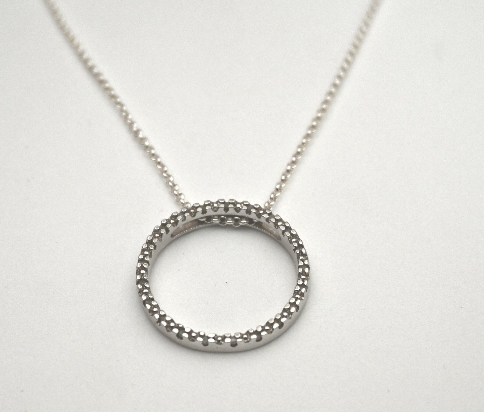 Stunning Sterling Silver Circle Pendant with faux diamonds on | Etsy