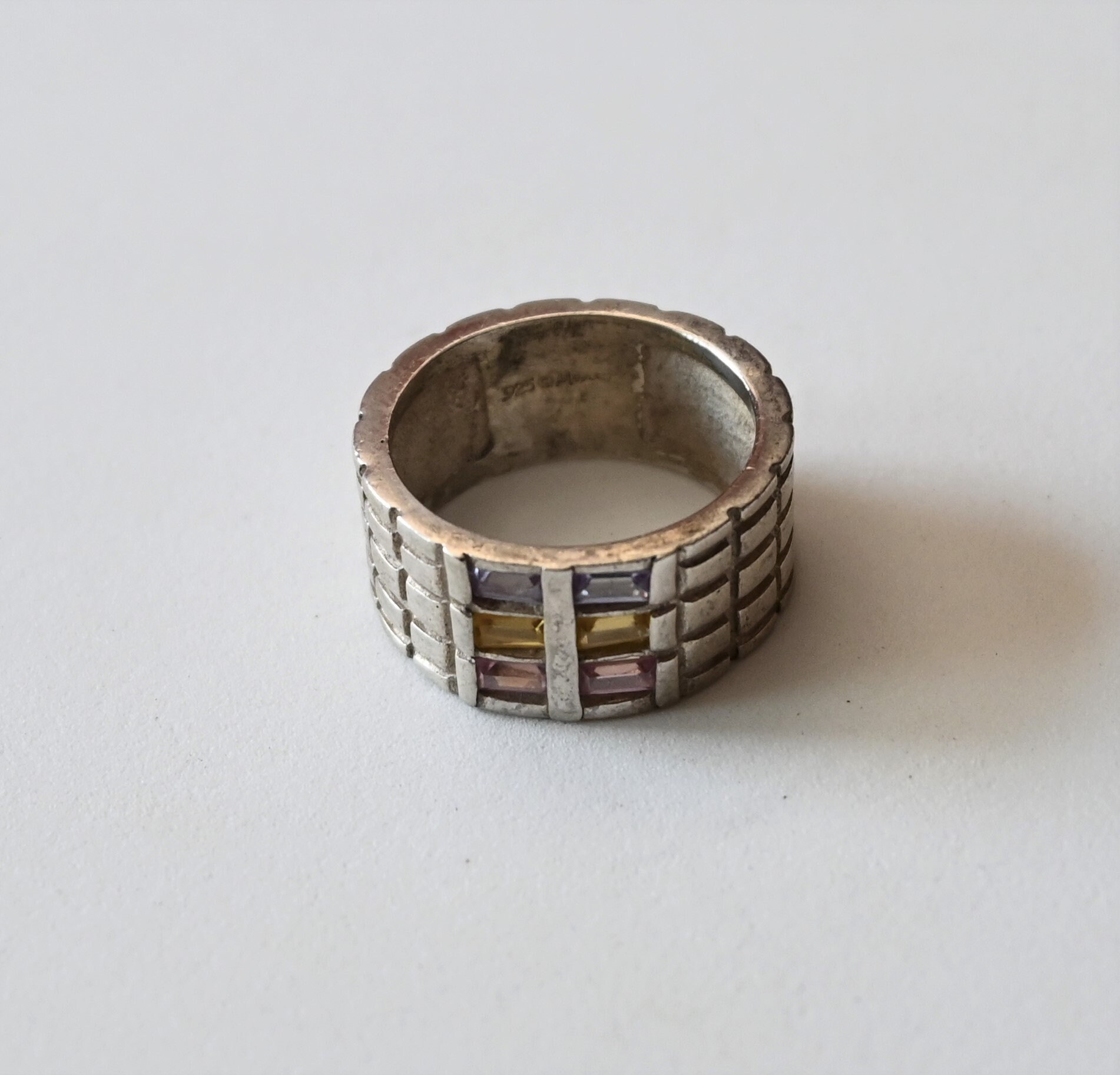 Vintage Monet sterling silver Ring with pastel stone size 8 | Etsy