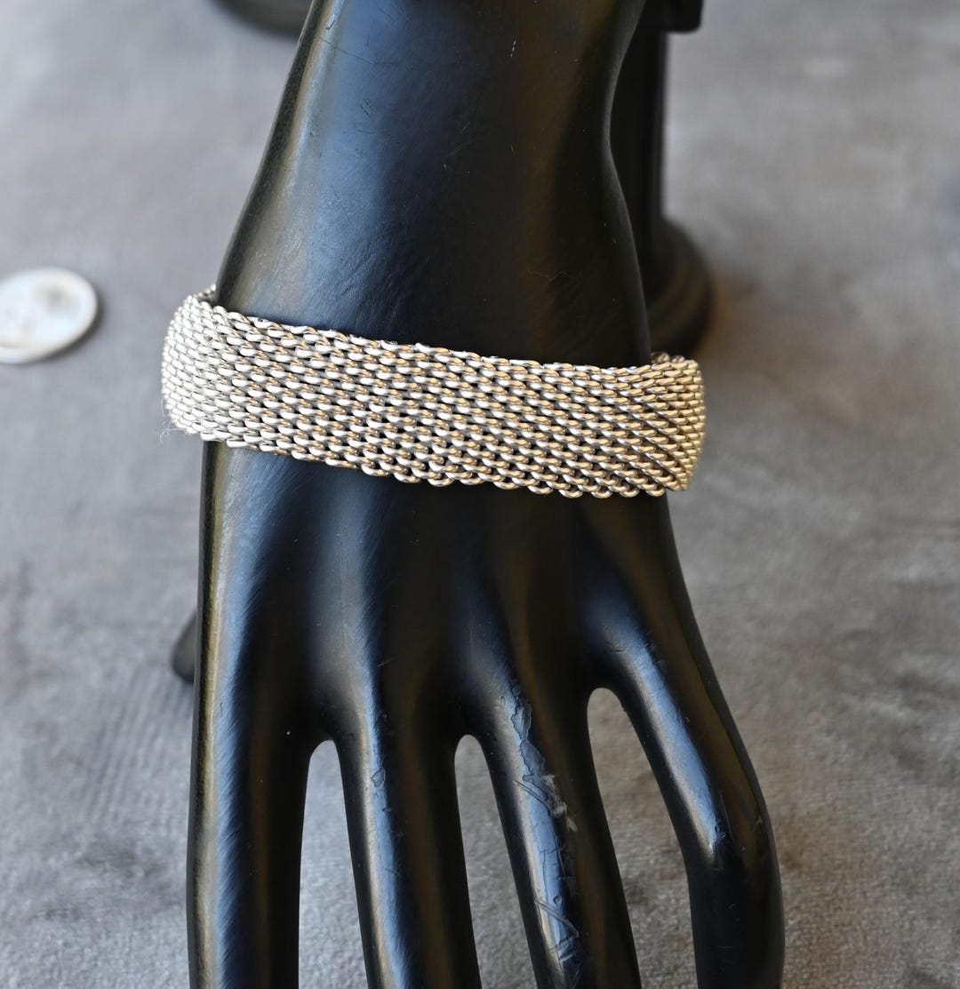 STUNNING Sterling Silver Woven Mesh Bracelet 7 1/2" Wearable Bracelet ...
