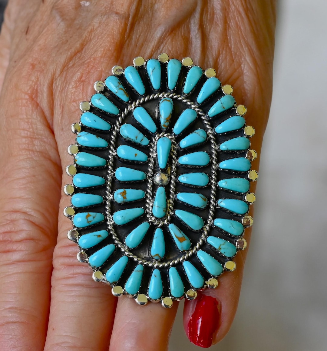New HUGE 2 1/2 X 1 7/8 Inch Authentic Navajo Size 7 3/4 Ring by Davin ...