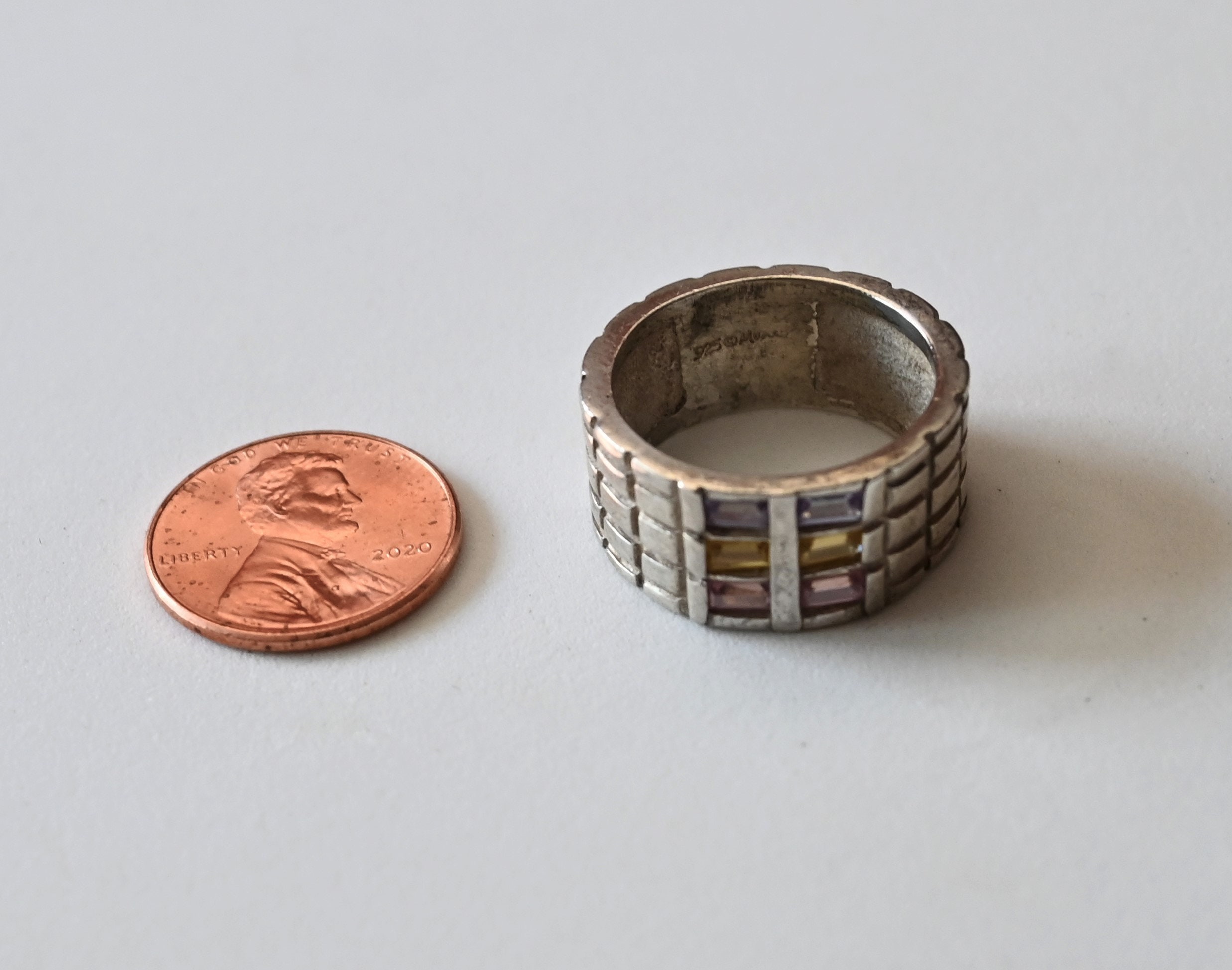 Vintage Monet sterling silver Ring with pastel stone size 8 | Etsy