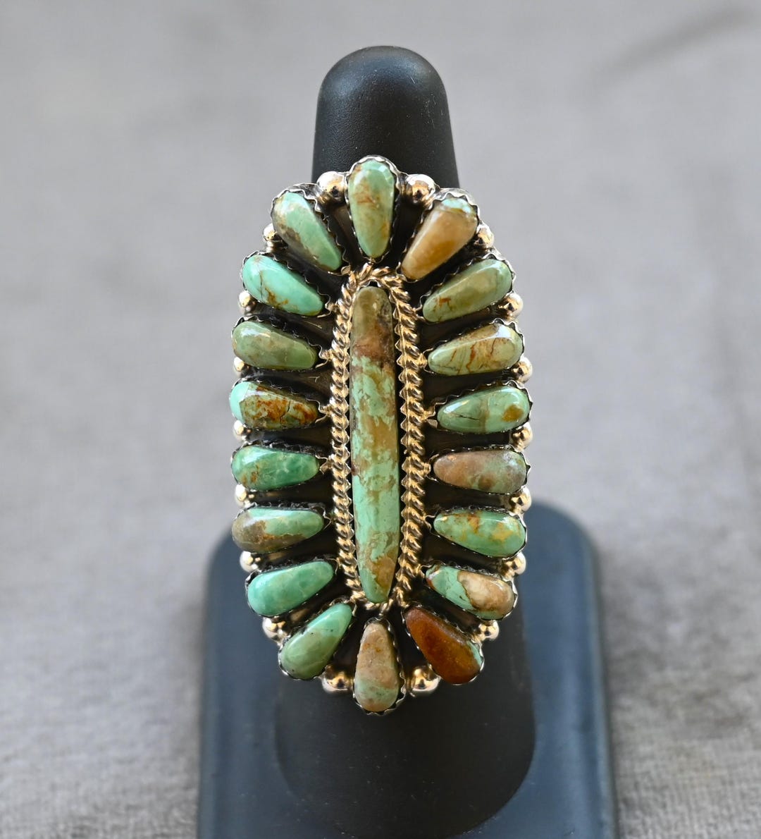 LONG NEW Navajo Tribe Size 8 Ring by Davin BENALLY Sterling Silver & 23 ...