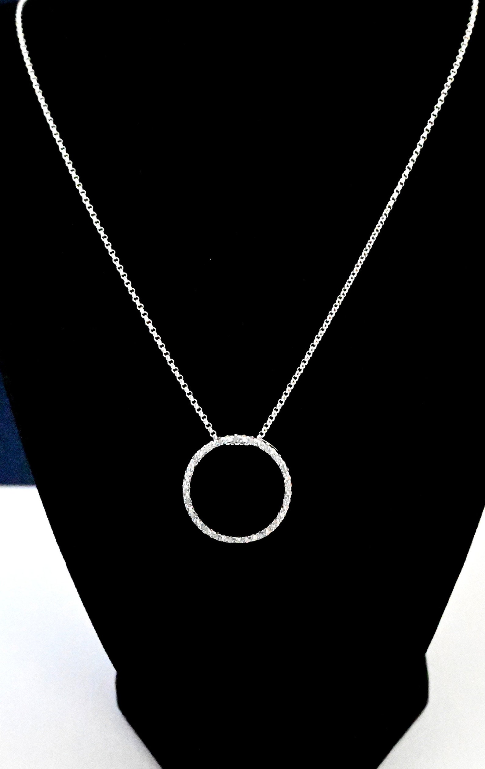 Stunning Sterling Silver Circle Pendant with faux diamonds on | Etsy