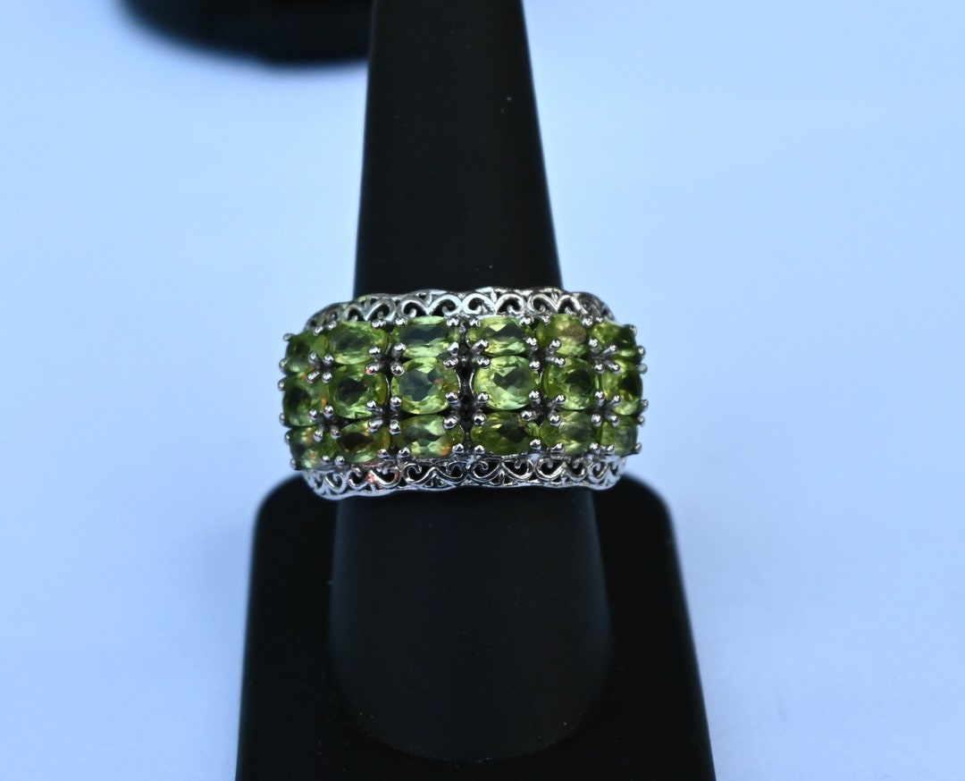 Stunning Large Peridot and Sterling Silver Cocktail Size 9 Ring ...
