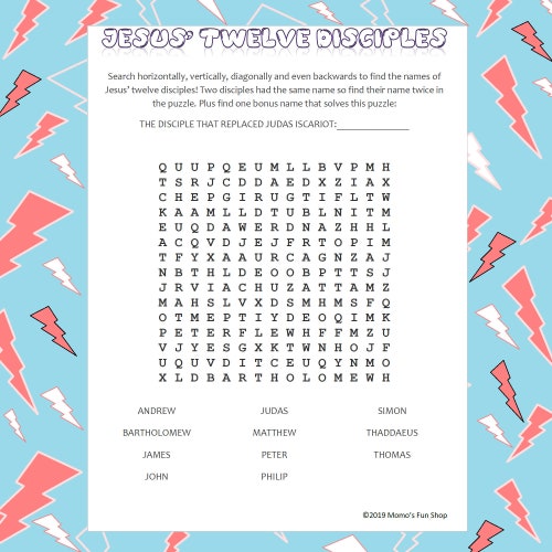 Jesus' Twelve Disciples Bible Word Search Puzzle JW - Etsy