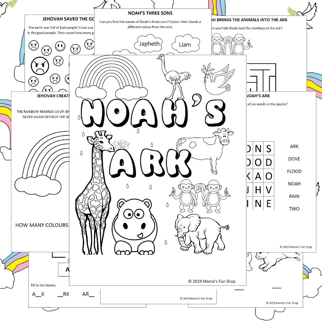 Noah's Ark Colouring Activity Booklet (ages 3-6) - JW Printables for ...