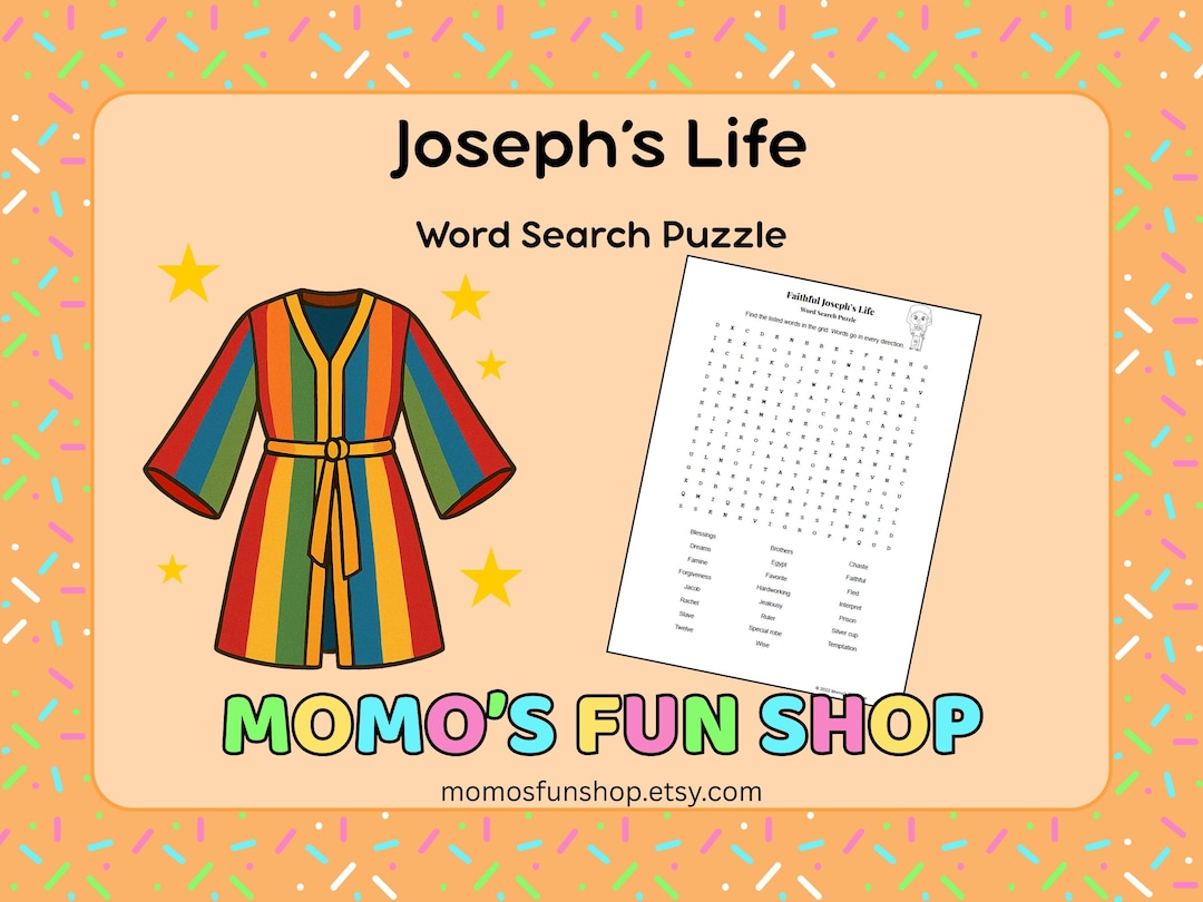 Joseph's Life Word Search Puzzle - JW Printables for Kids, Family ...