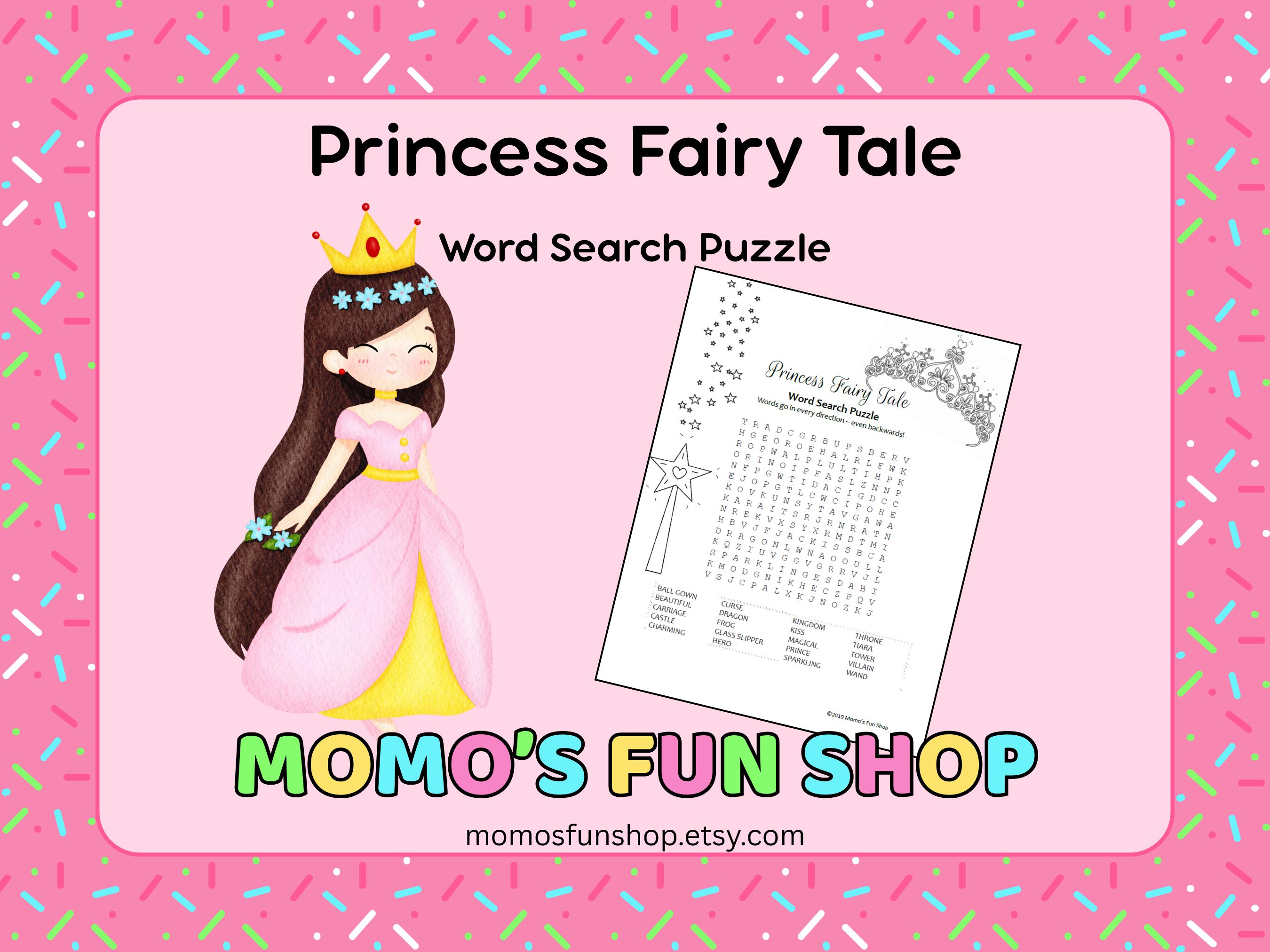 Princess Fairy Tale Word Search Puzzle - Party Printables for Kids ...