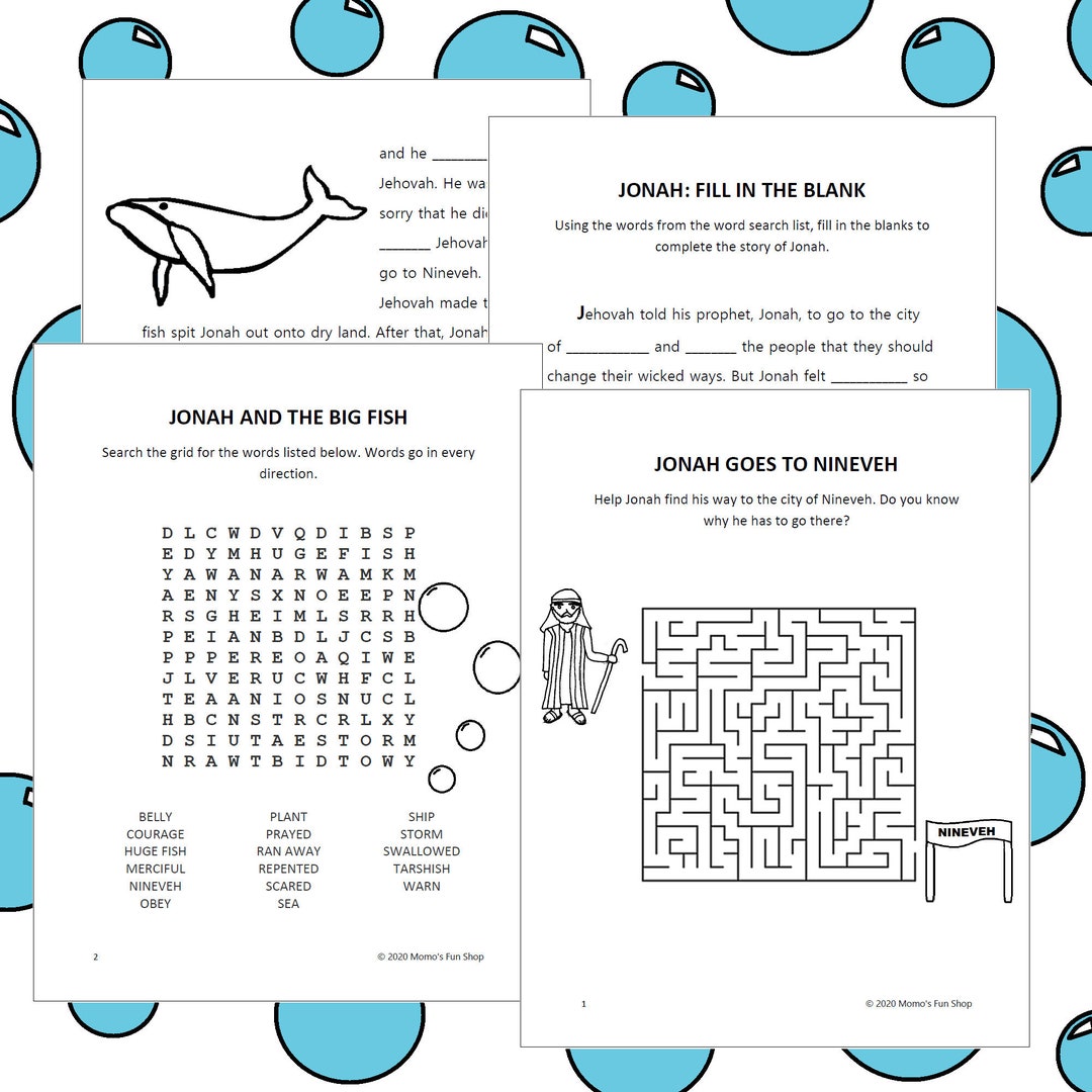 Jonah Activity Sheets JW Printables for Kids, Family Worship ...