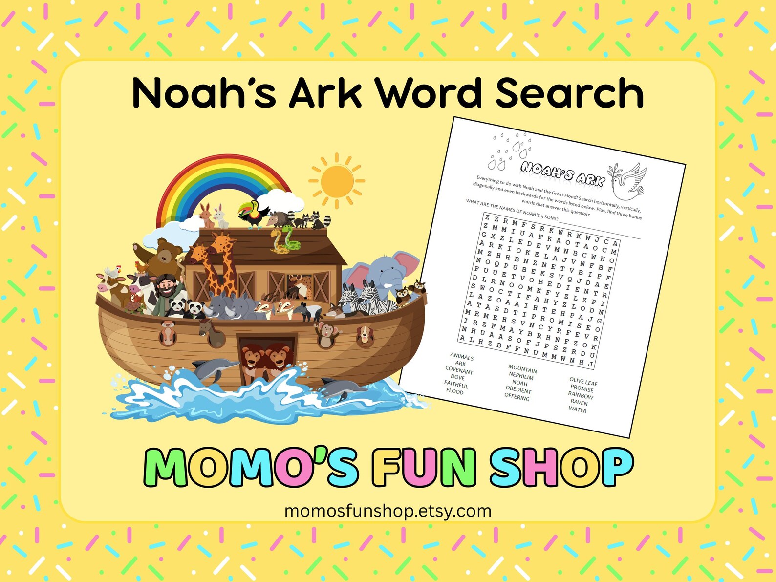 Noah's Ark Word Search Puzzle - JW Printables for Kids, Family Worship ...