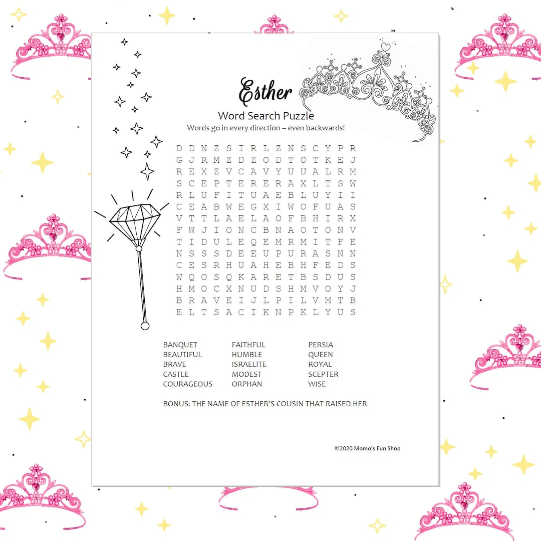 Esther Word Search Puzzle - JW Printables for Kids, Family Worship ...
