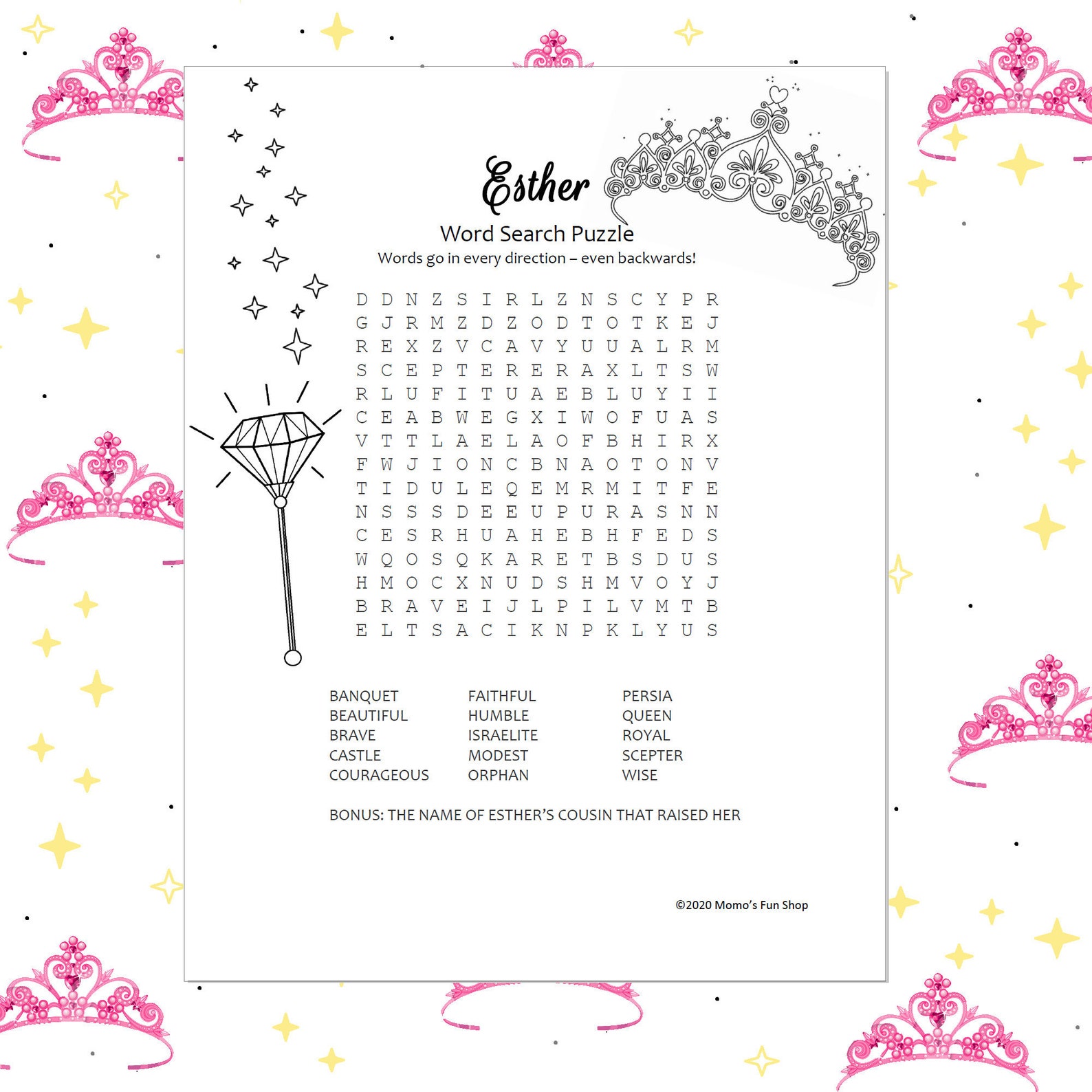Esther Word Search Puzzle - JW Printables for Kids, Family Worship ...