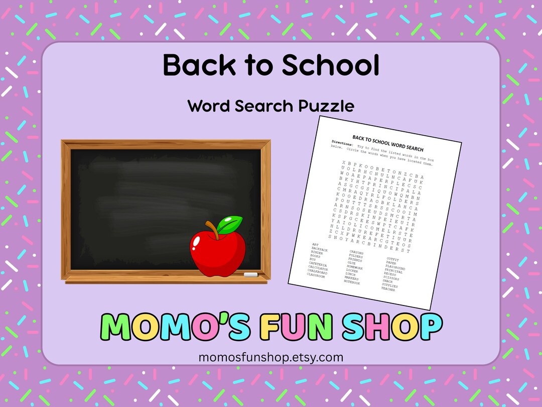 Back to School Word Search Puzzle for Kids - Activity Sheet for ...