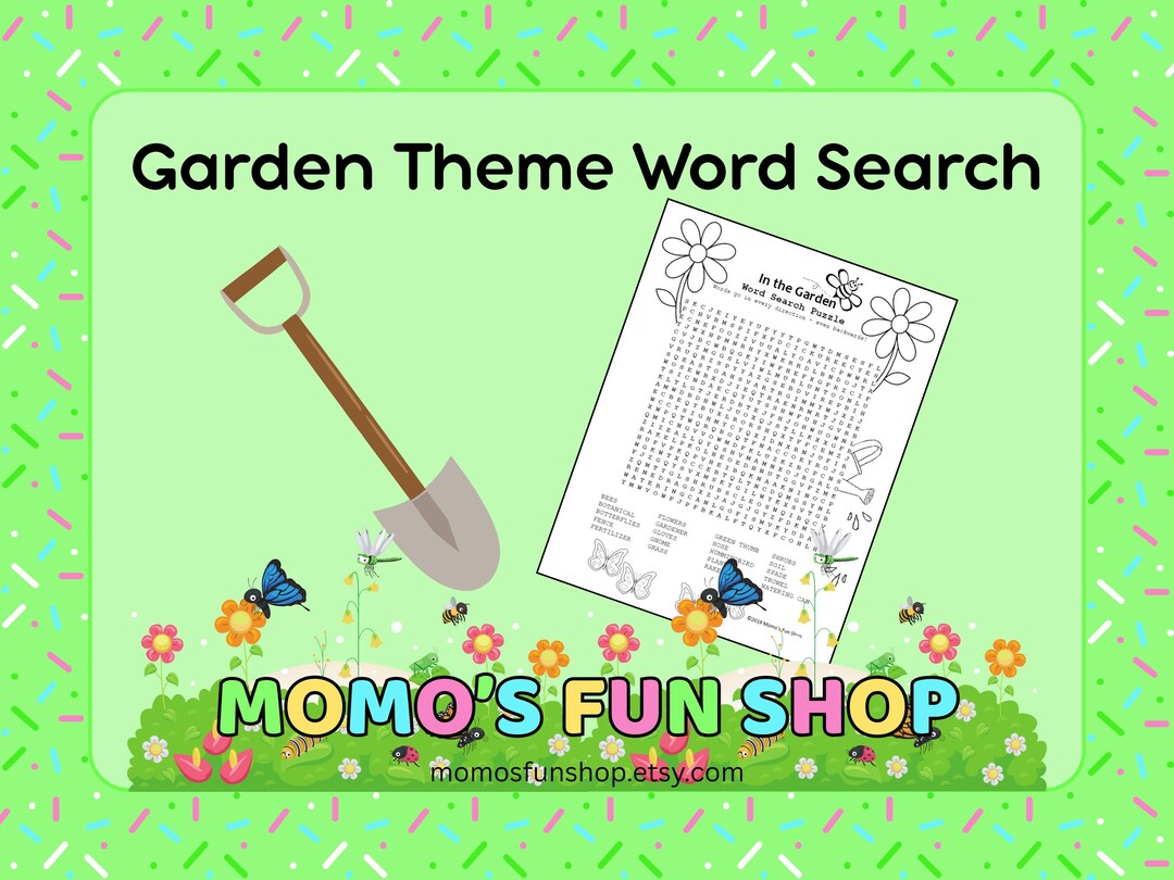 Garden Theme Word Search for Kids - Word Search, Party Favour ...