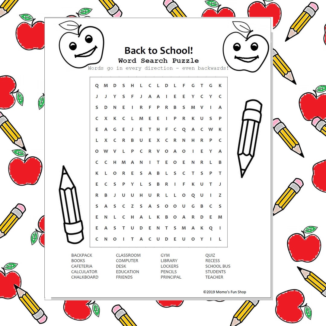 Back to School Word Search Puzzle for Kids - Activity Sheet for ...