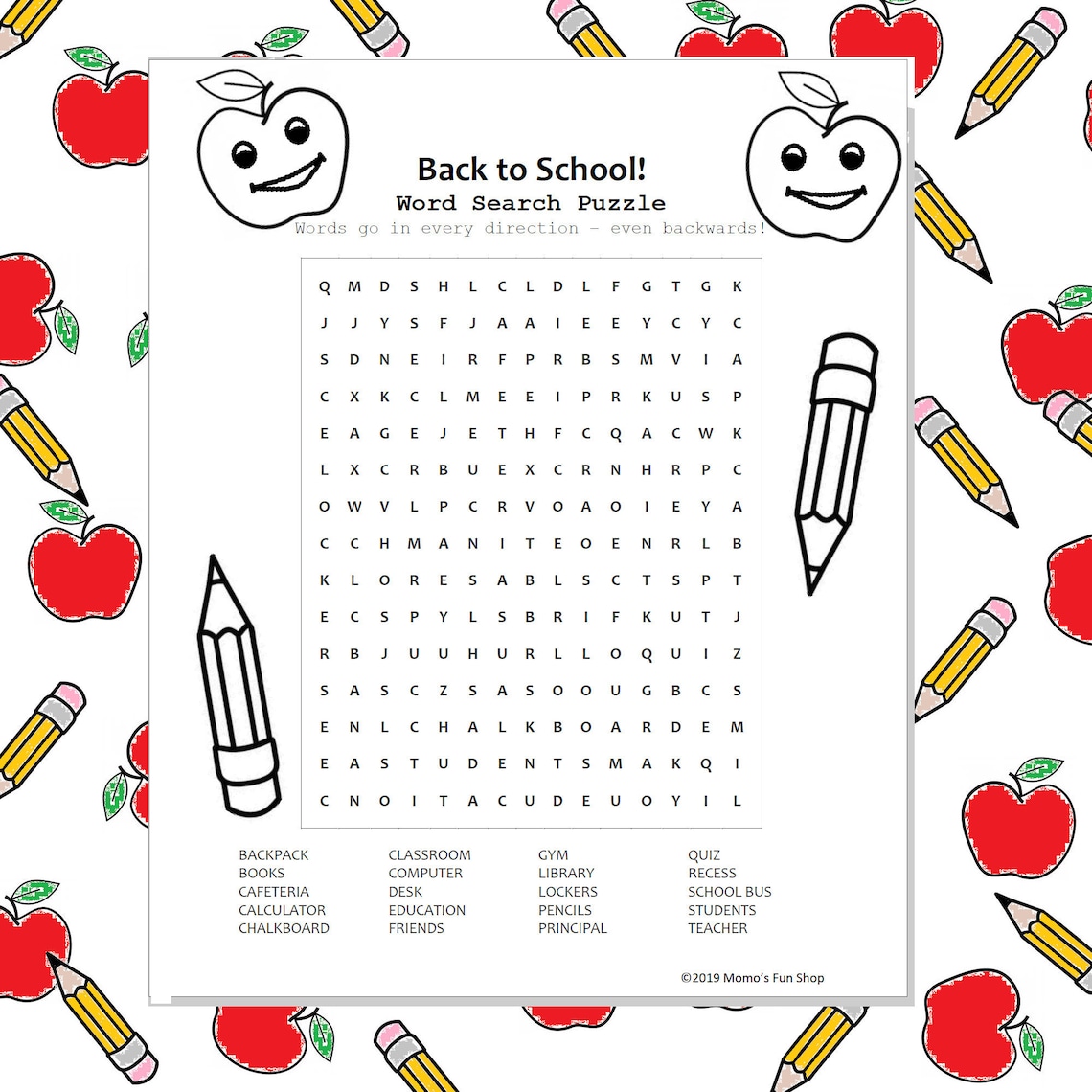 Back to School Word Search Puzzle for Kids - Activity Sheet for ...