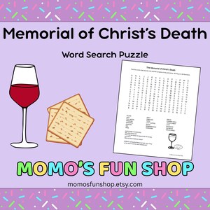 Memorial of Christ's Death Word Search Puzzle - JW Printables for Kids ...