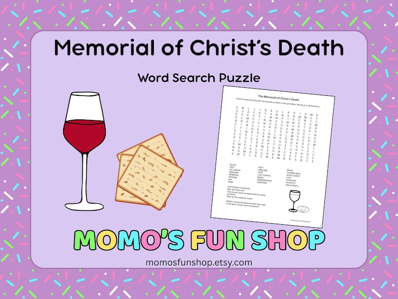 Memorial of Christ's Death Word Search Puzzle - JW Printables for Kids ...