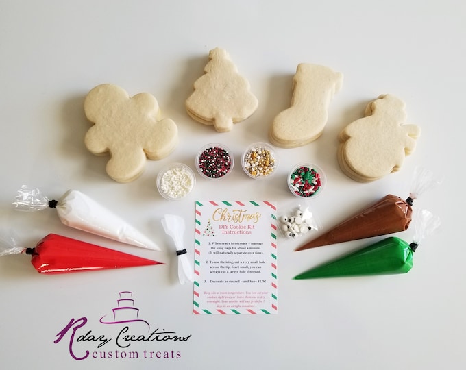 Christmas Cookie Decorating Kit | DIY Cookie Kit | 4 Icing Bags | 4 ...
