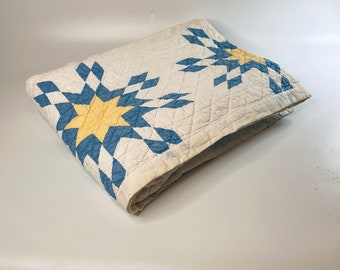 Yellow Star Quilt | Etsy