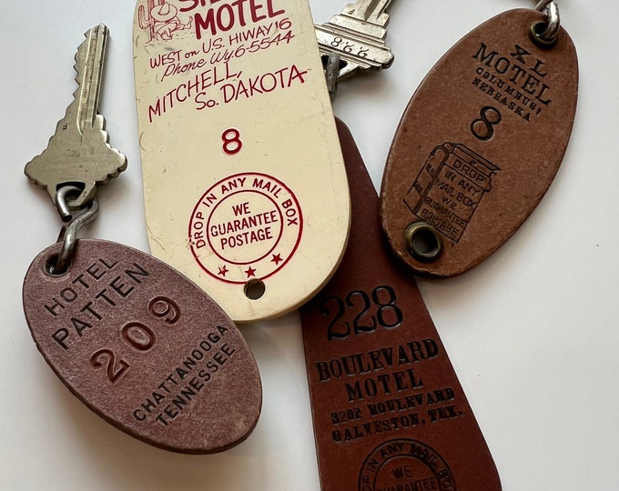 Motel Key Tags, Vintage Keys Your Choice Fiberboard or Plastic Key ...