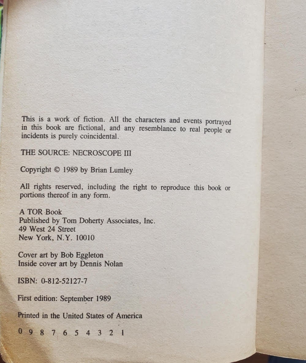 Necroscope III: the Source Brian Lumley Horror Novel | Etsy