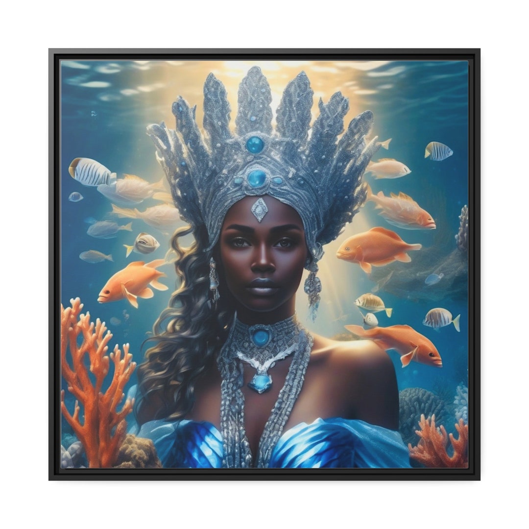 Yemaya Canvas: Goddess of the Sea | Orisha Goddess Painting | African Goddess Canvas | Sea God ...