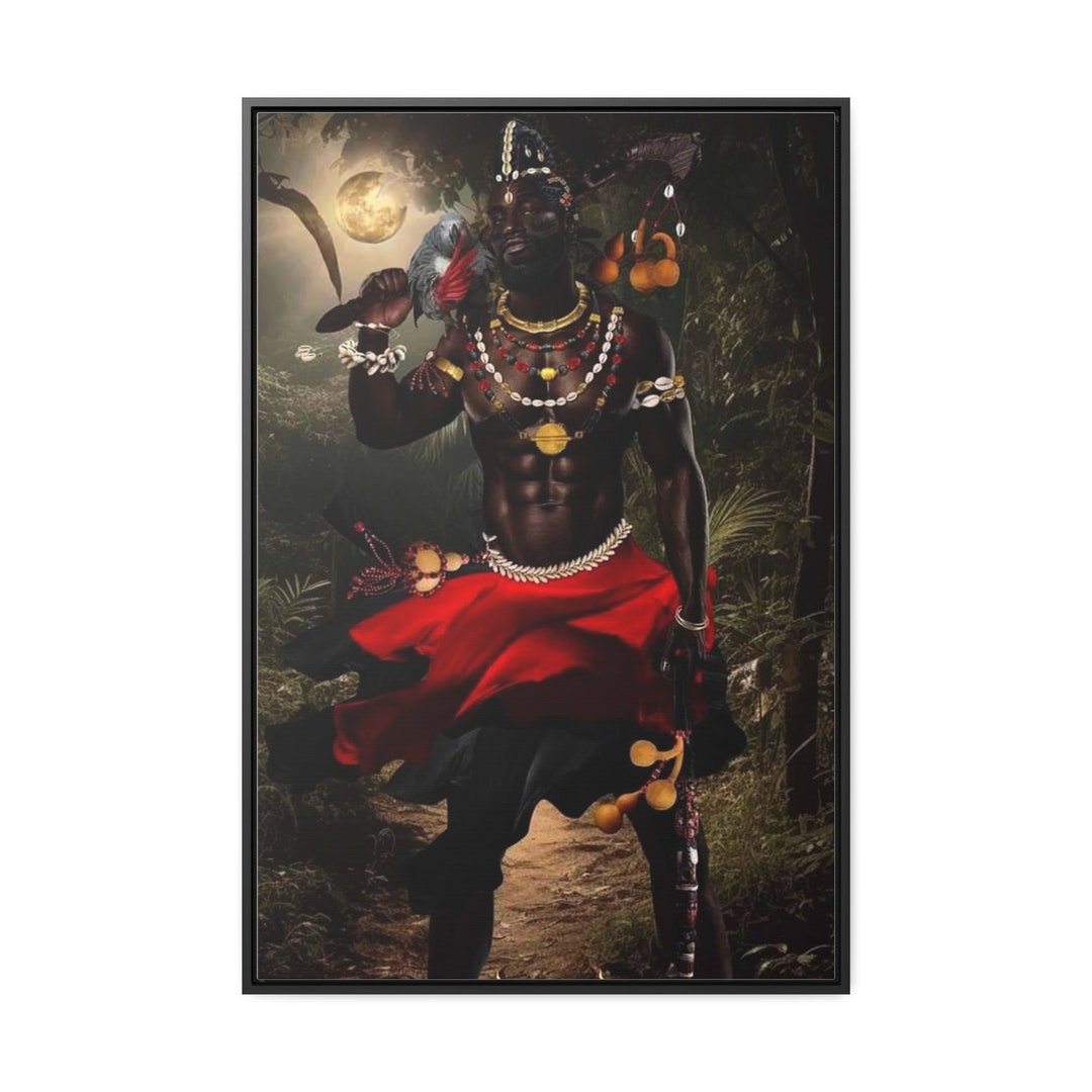 Elegua Eshu Art on Canvas Oversized | Orisha God Painting | African God ...