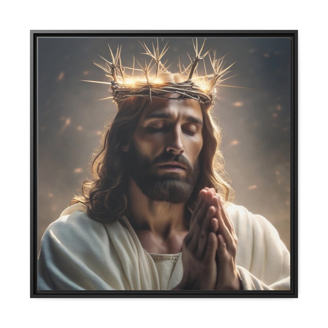 Jesus Christ Wearing Crown of Thorns Painting Print on Canvas Wall Art ...