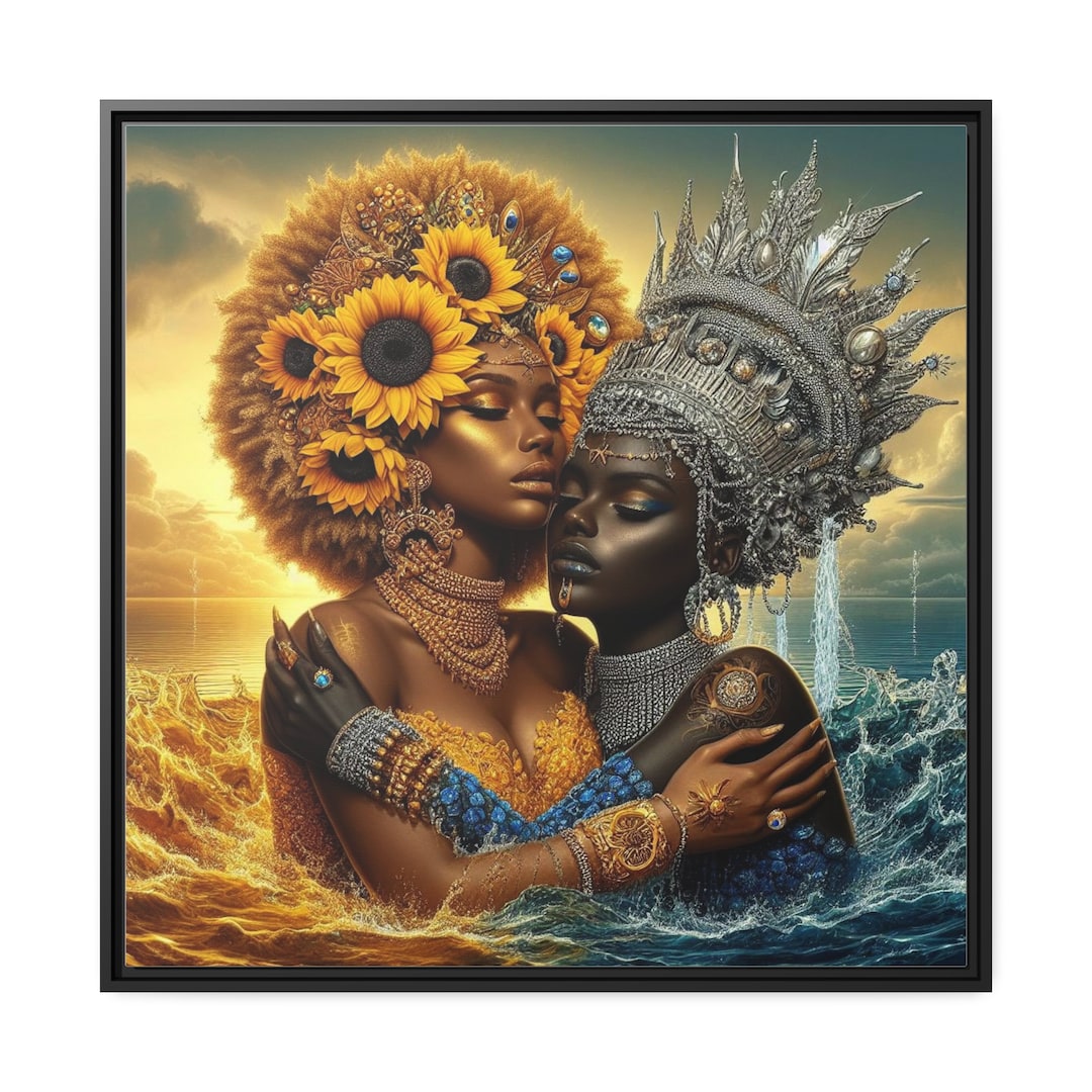 Two Waters Canvas: Oshun and Yemaya Dos Aguas Oshun Y Yemaya Cuadro orisha Painting African ...